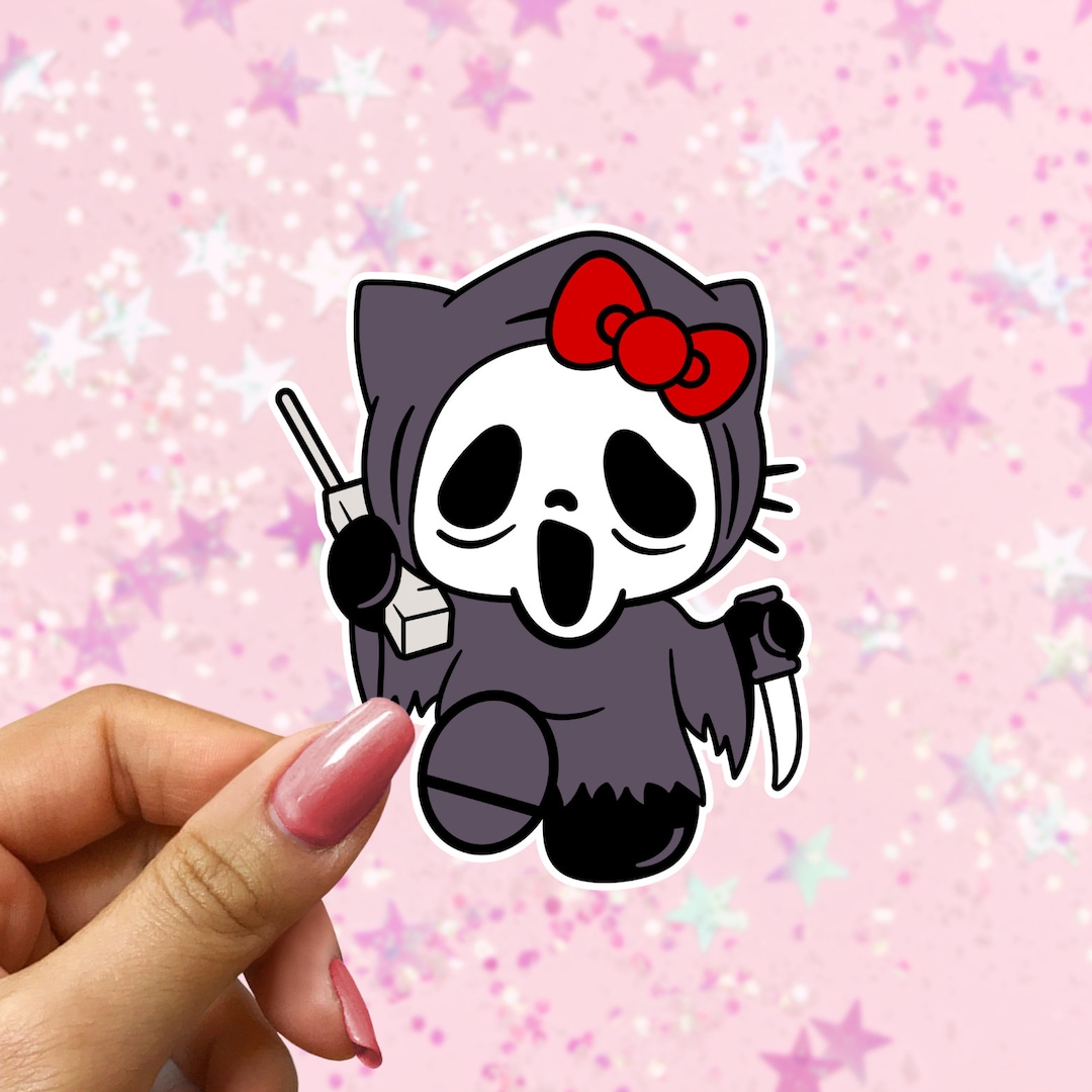 Scream Hello Kitty Sticker, Ghost Face Laptop Sticker, Trendy Horror Waterproof Sticker, Kawaii ...