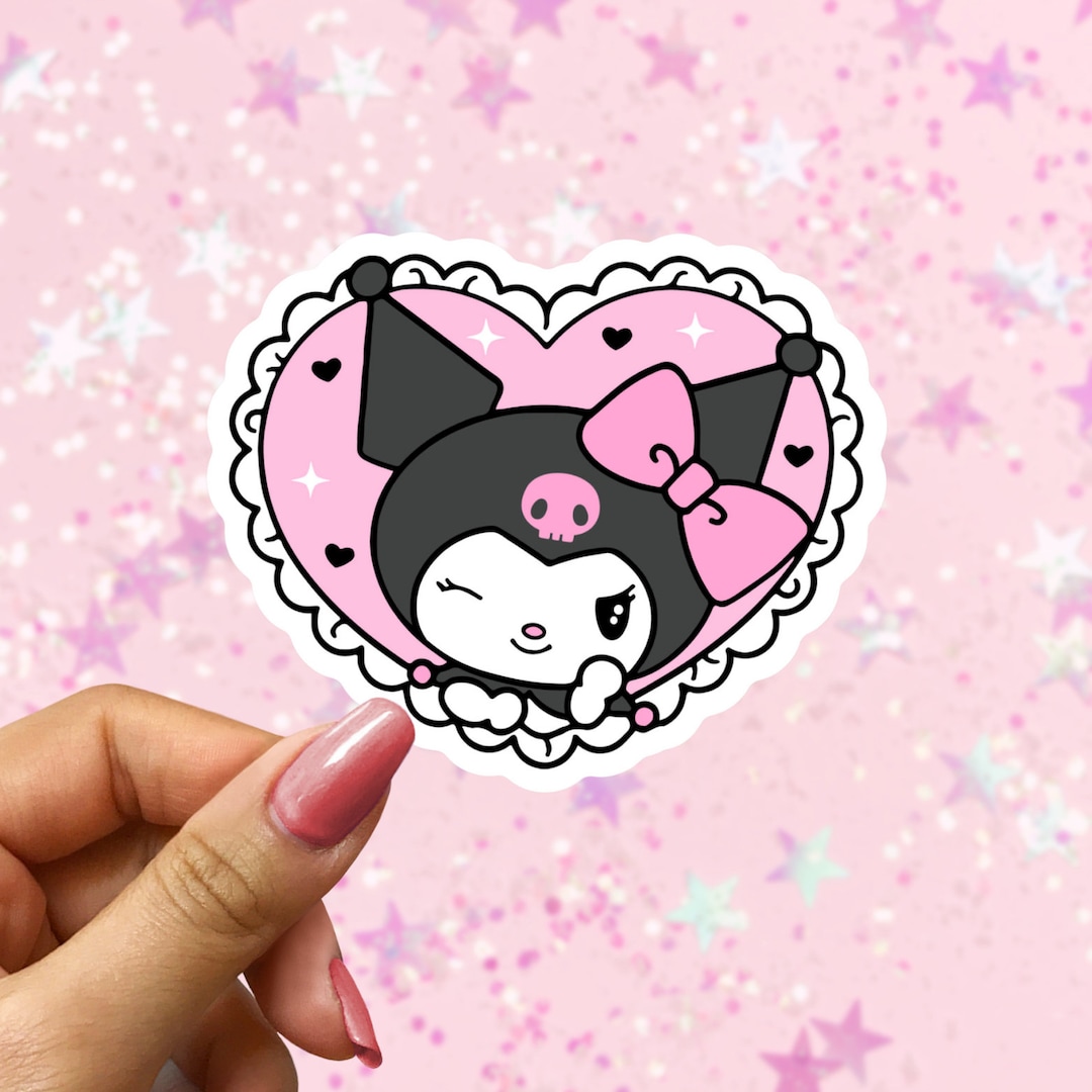 Kuro Heart Sticker, Kawaii Kitty Laptop Sticker, Girly Waterproof ...