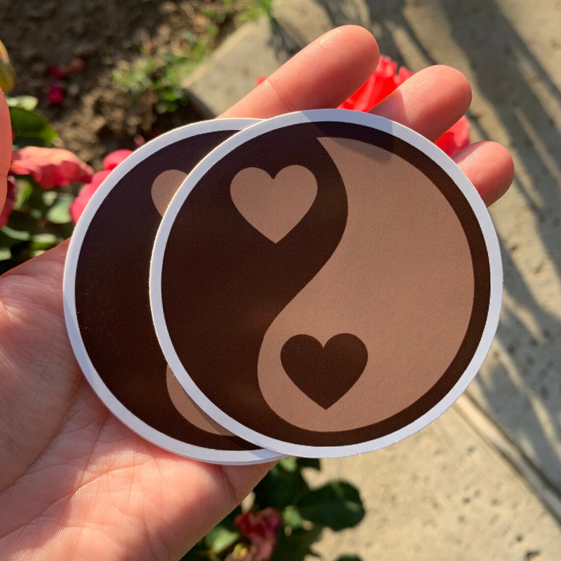 Brown Yin Yang Sticker Yin Yang Sticker Waterproof Sticker - Etsy