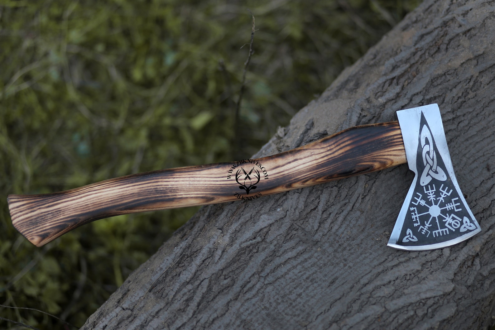 Hand Forged Viking Battle Axe Viking Compass / Vegvisir on | Etsy