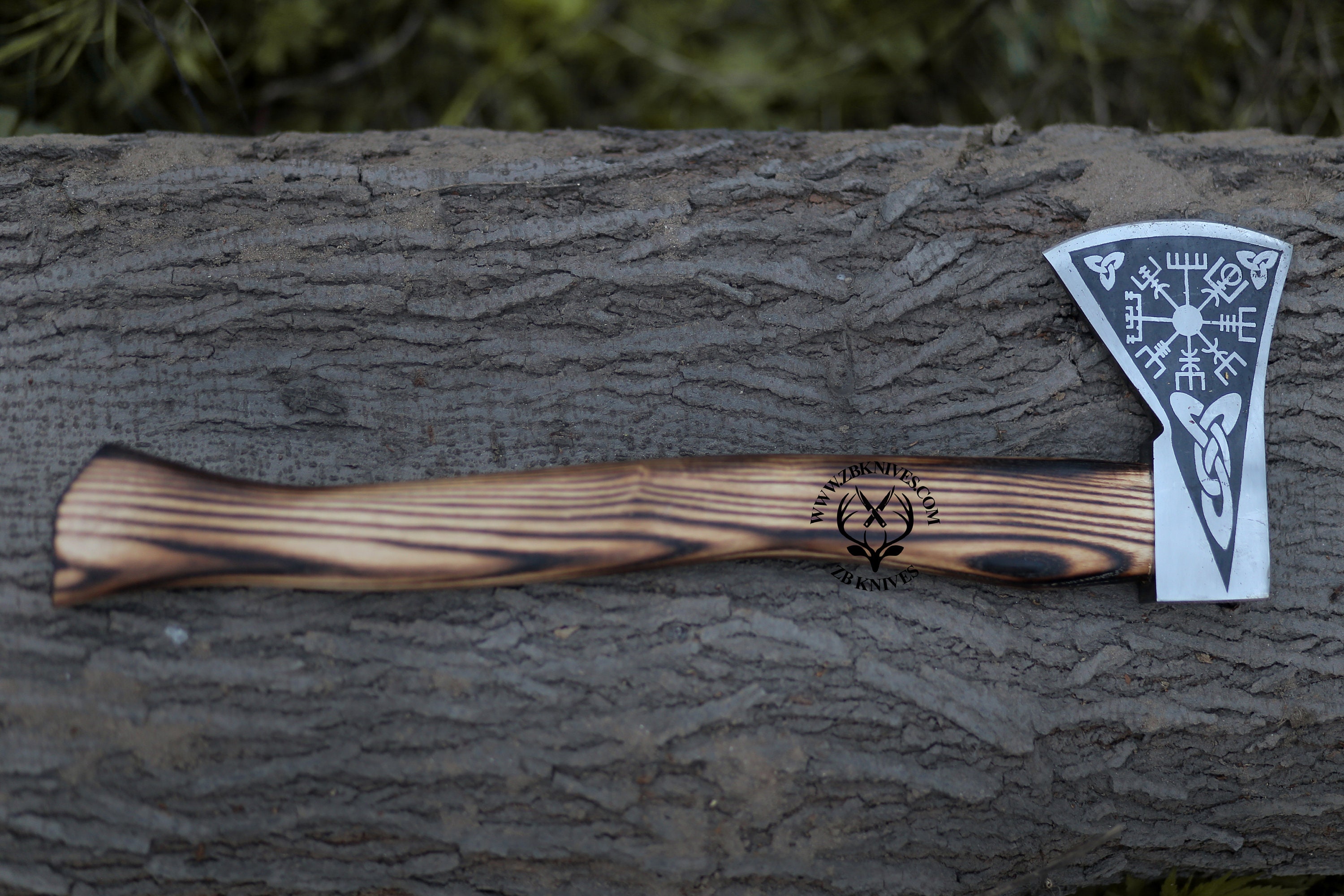 Hand Forged Viking Battle Axe Viking Compass / Vegvisir on | Etsy