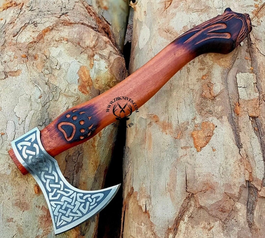 Custom Axe Gift With Valkyrie Symbol Carving, Viking Axe, Bearded Axe ...