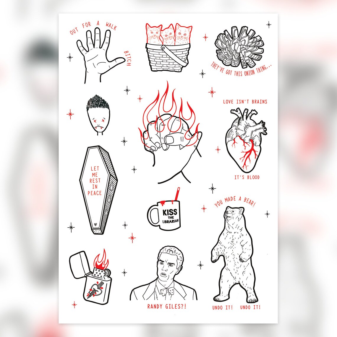 Buffy Spike Tattoo Flash Style A4 Print Digital Art - Etsy