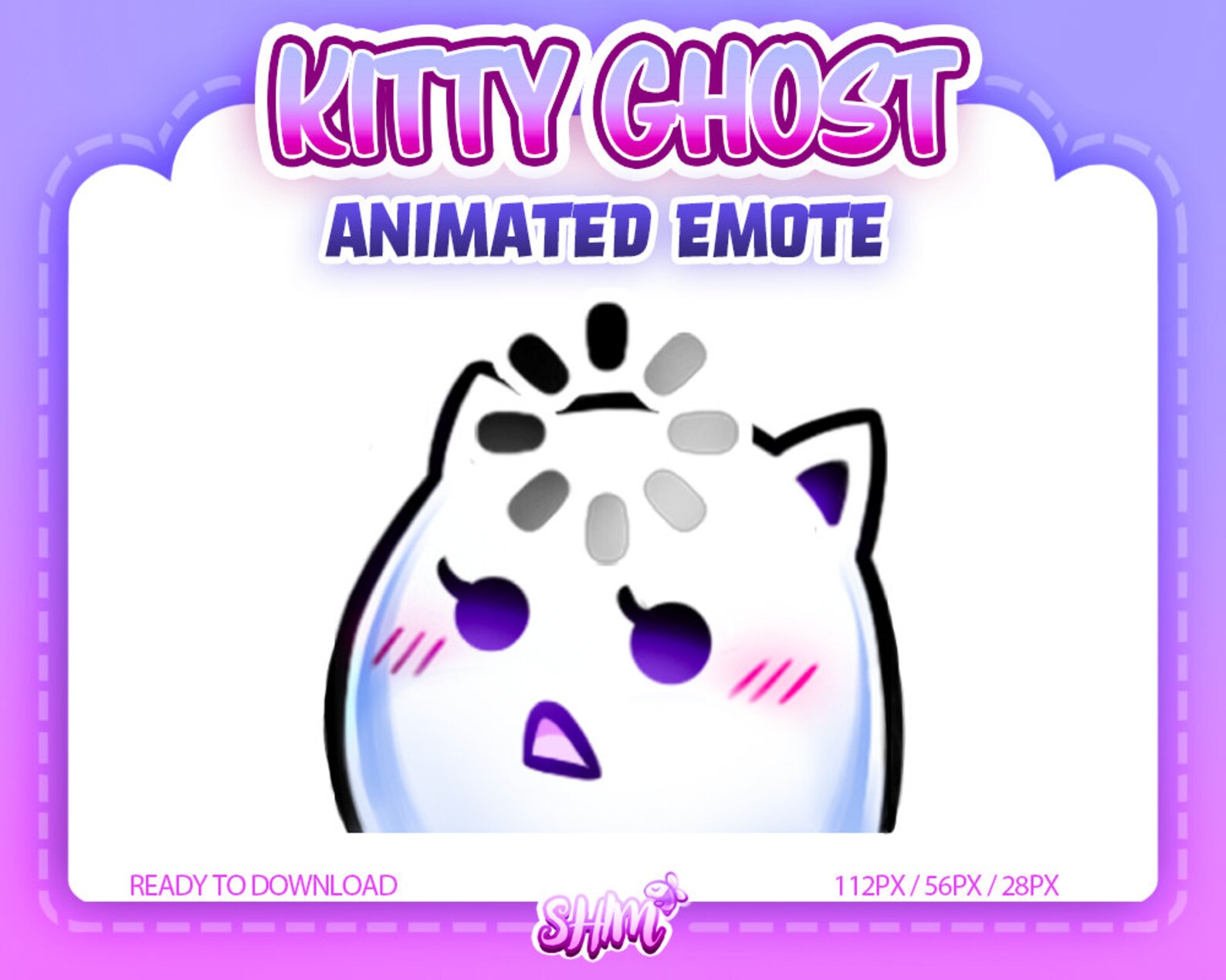Cute Kawaii Kitty Cat Ghost Halloween Animated Buffer Loading Emote for ...