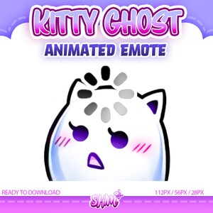 Cute Kawaii Kitty Cat Ghost Halloween Animated Buffer Loading Emote for ...