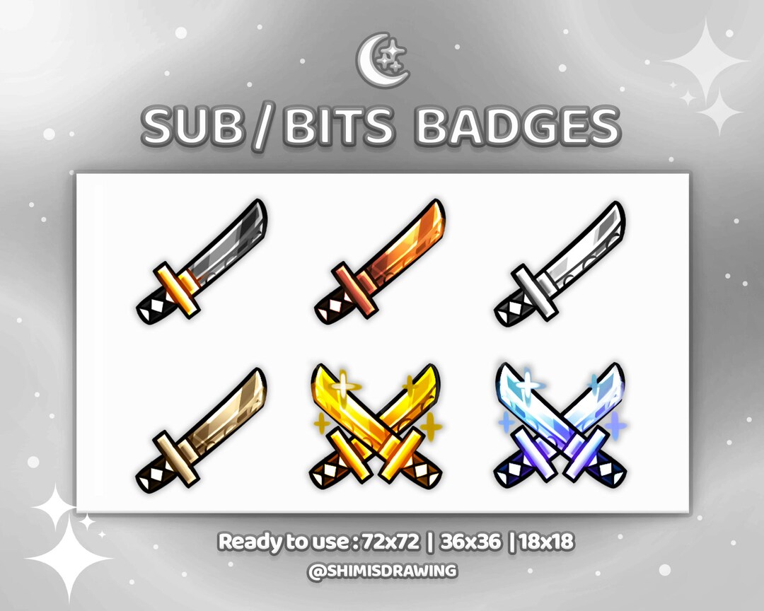 P2U - Japan Samurai Katana Sword Sub / Bit Twitch Badges - Etsy
