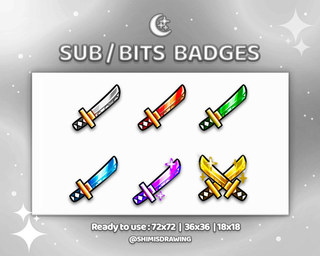P2U - Japan Samurai Ninja Katana Sword Sub / Bit Twitch Badges - Etsy