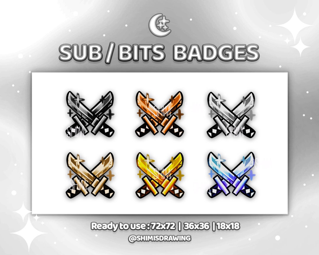 P2U - Japan Samurai Double Katana Sword Sub / Bit Twitch Badges - Etsy