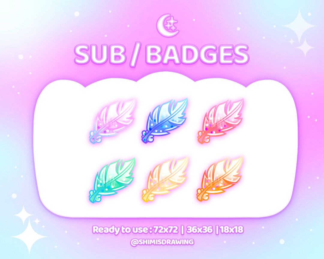 P2U - Cute Kawaii Feather Twitch Sub Bits Badges - Feathers - Etsy