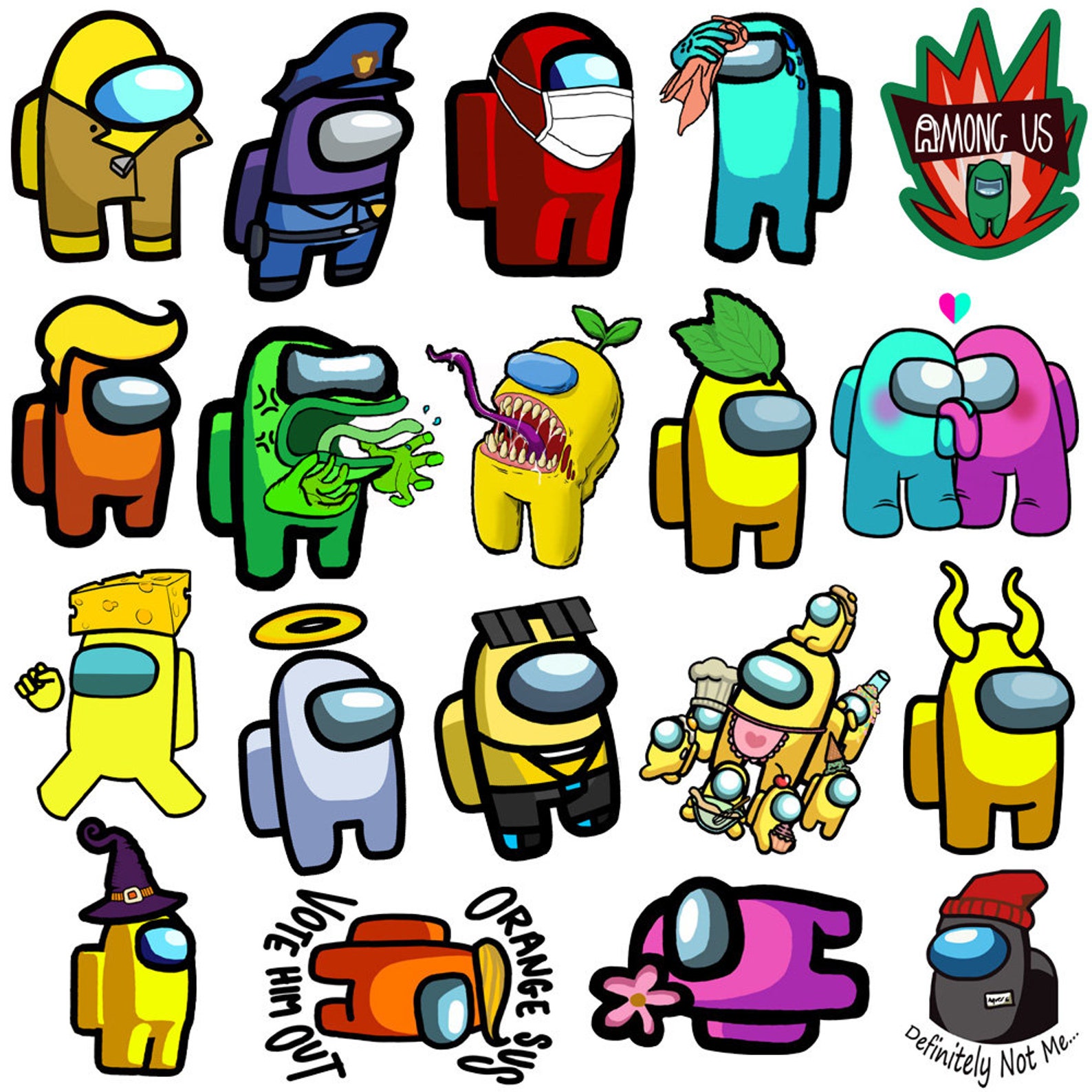 Among Us Sticker Pack 100 Pc Vsco Waterproof Stickers For Etsy