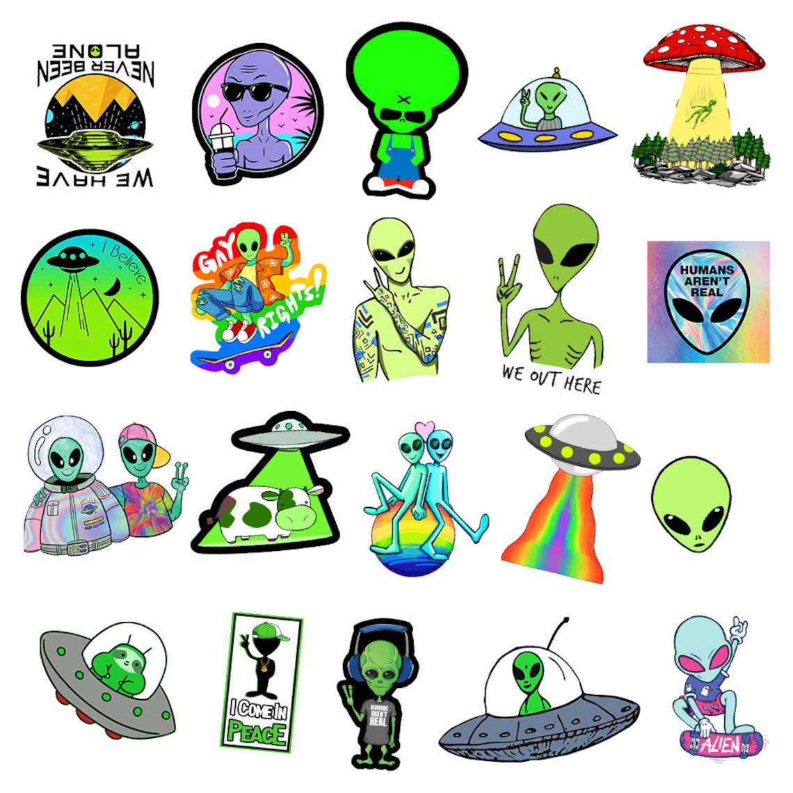 Alien Stickers Lot 50 PC Vinilo pegatinas impermeables para | Etsy