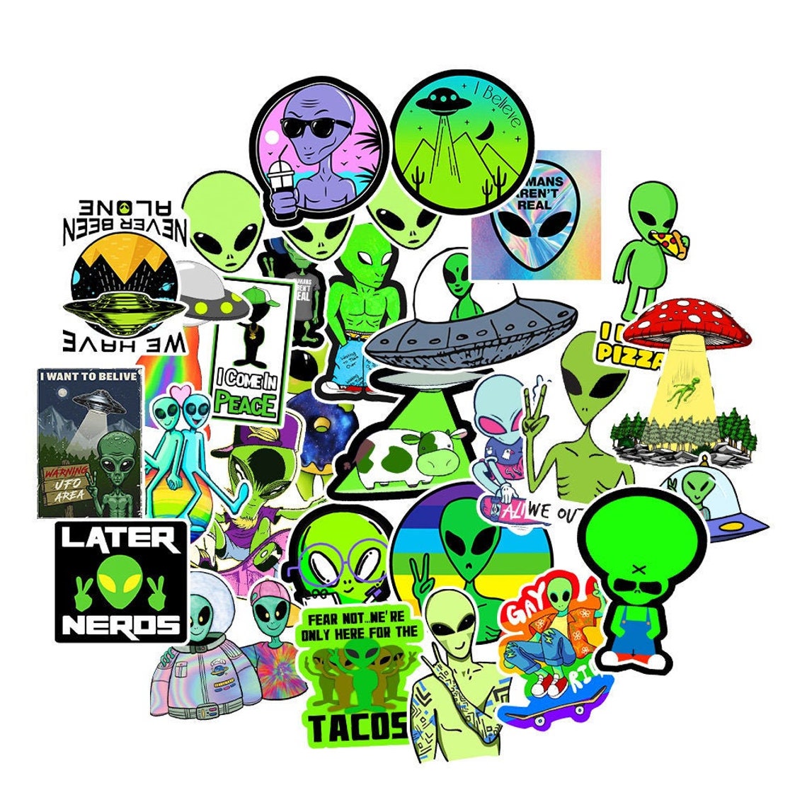 Alien Stickers Lot 50 PC Vinilo pegatinas impermeables para | Etsy