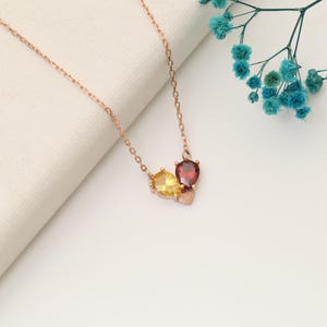 Her and His Birthstone Matching Heart Necklace, Bride and Groom Love ...