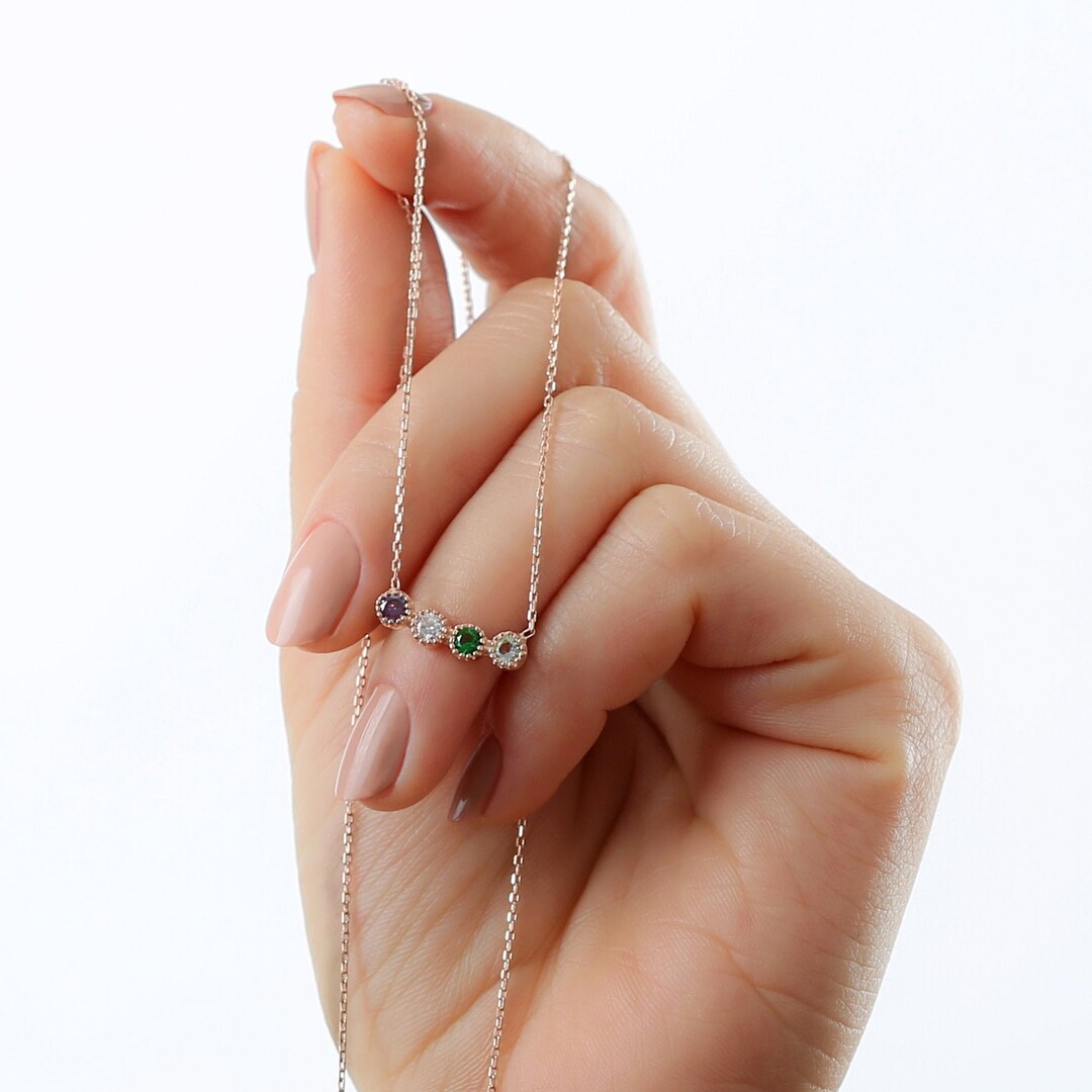 Personalized Birthstone Necklace, Personalized Gemstone Necklace ...