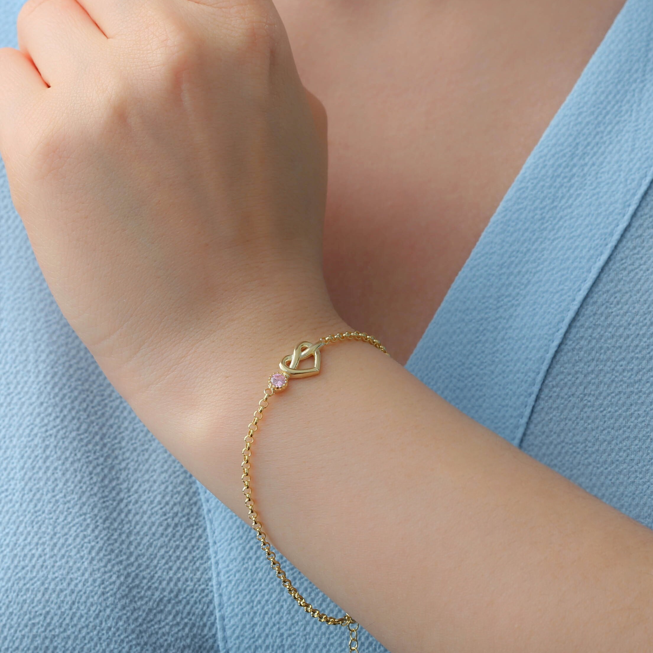 Birthstone Heart Bracelet Personalized Birthstone Bracelet | Etsy