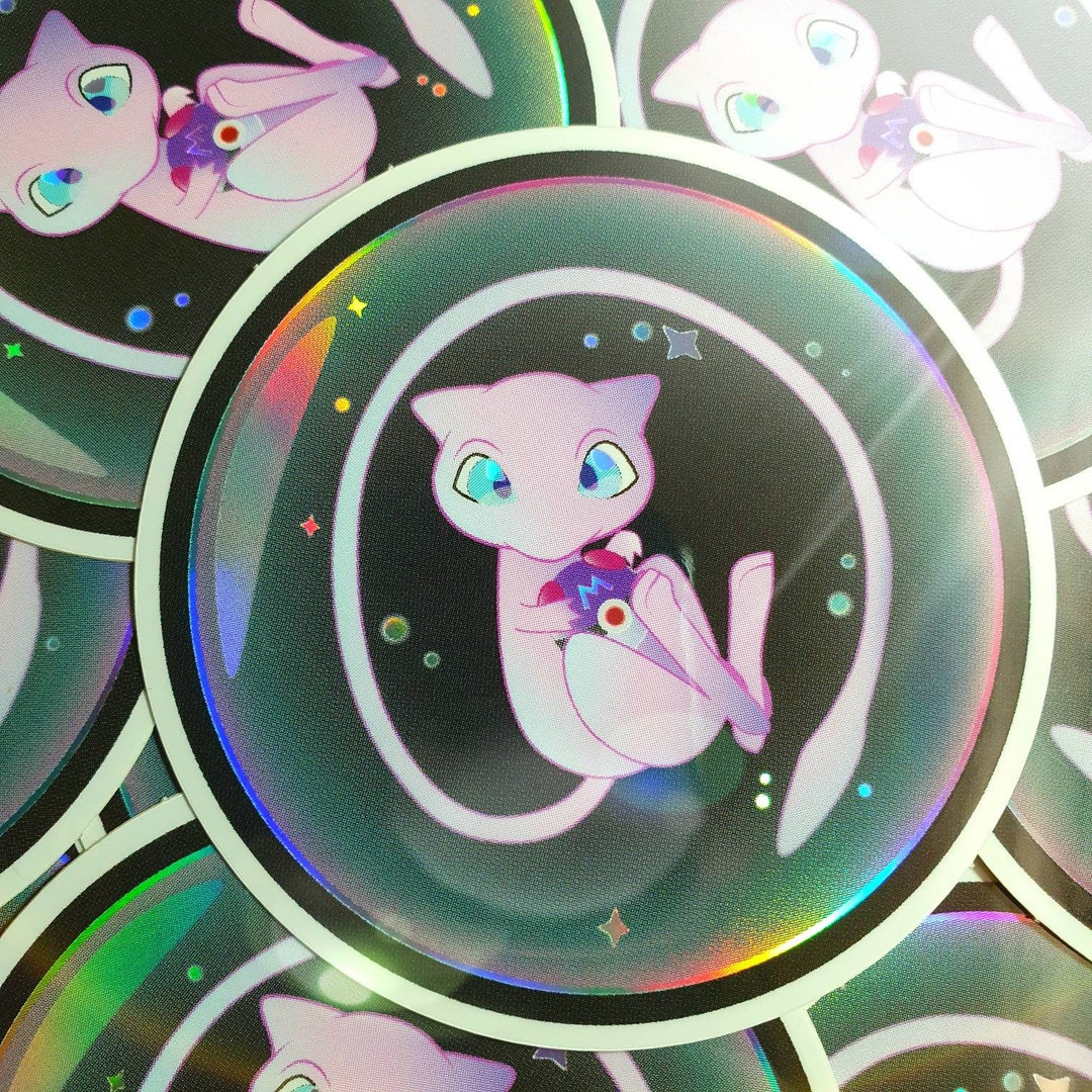Mew Pokemon Holographic Sticker, Gaming Gift - Etsy