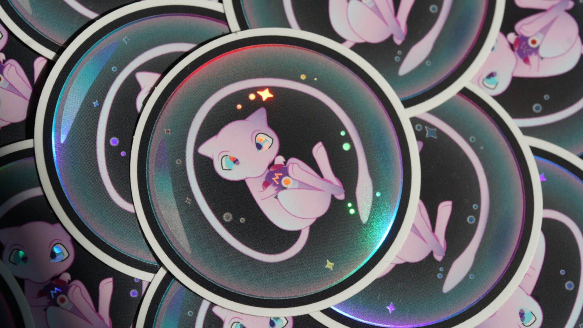 Pokemon Stickers Mew Gaming Holographic FREE shipping to | Etsy