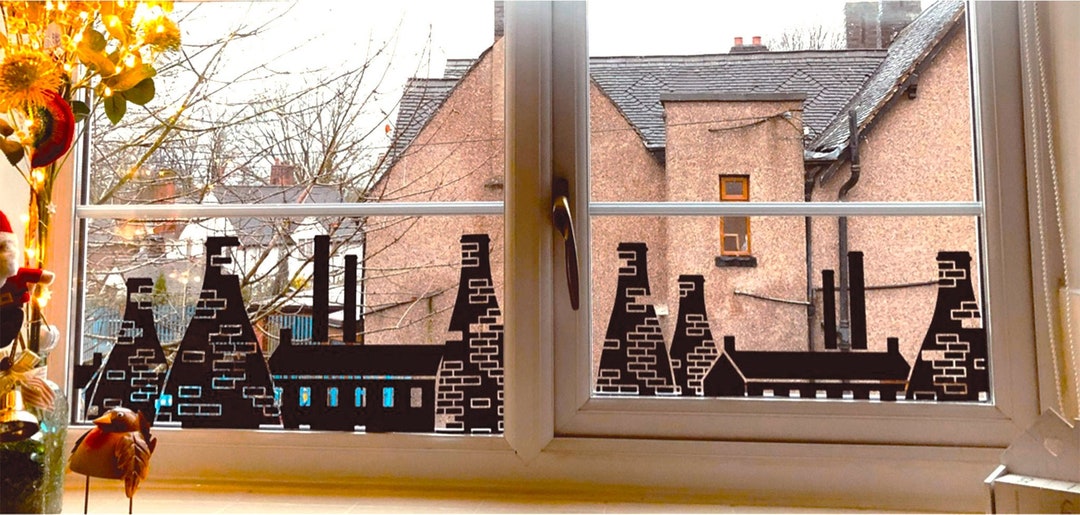 Stoke-on-trent Potteries Window Scene Black or White Vinyl Transfer ...