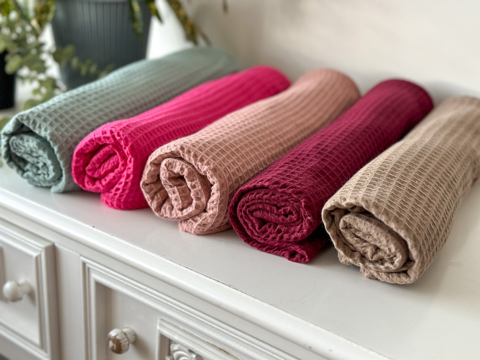 Towel With a Casual Waffle Texture in Brown/ 100% - Etsy