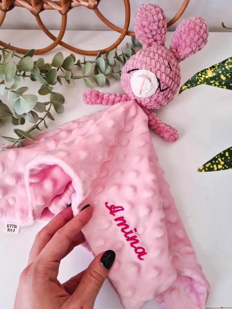 Personalized Baby Comforter: Handmade Minky Bunny Lovey - Etsy UK