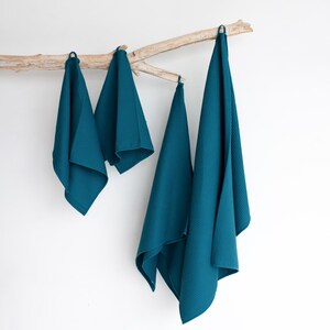 Towel With a Casual Waffle Texture in Dark Petrol/ 100% Cotton ...