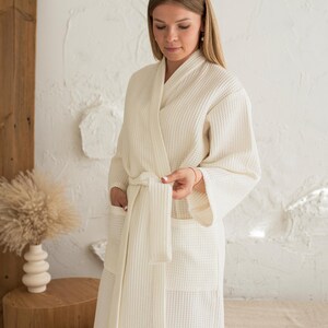 Cotton Bathrobe for Woman/handmade Waffle Robe /robe After Shower/spa ...
