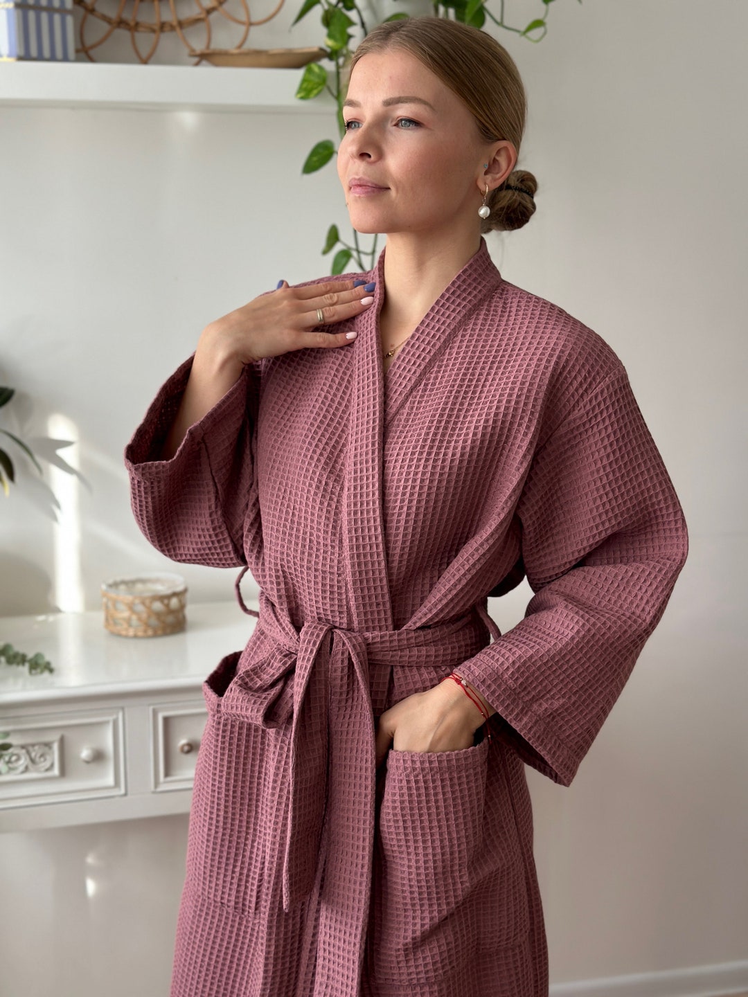 Waffle Robe for Women Waffle Bathrobe Gift Elegant Women Robe for Her ...