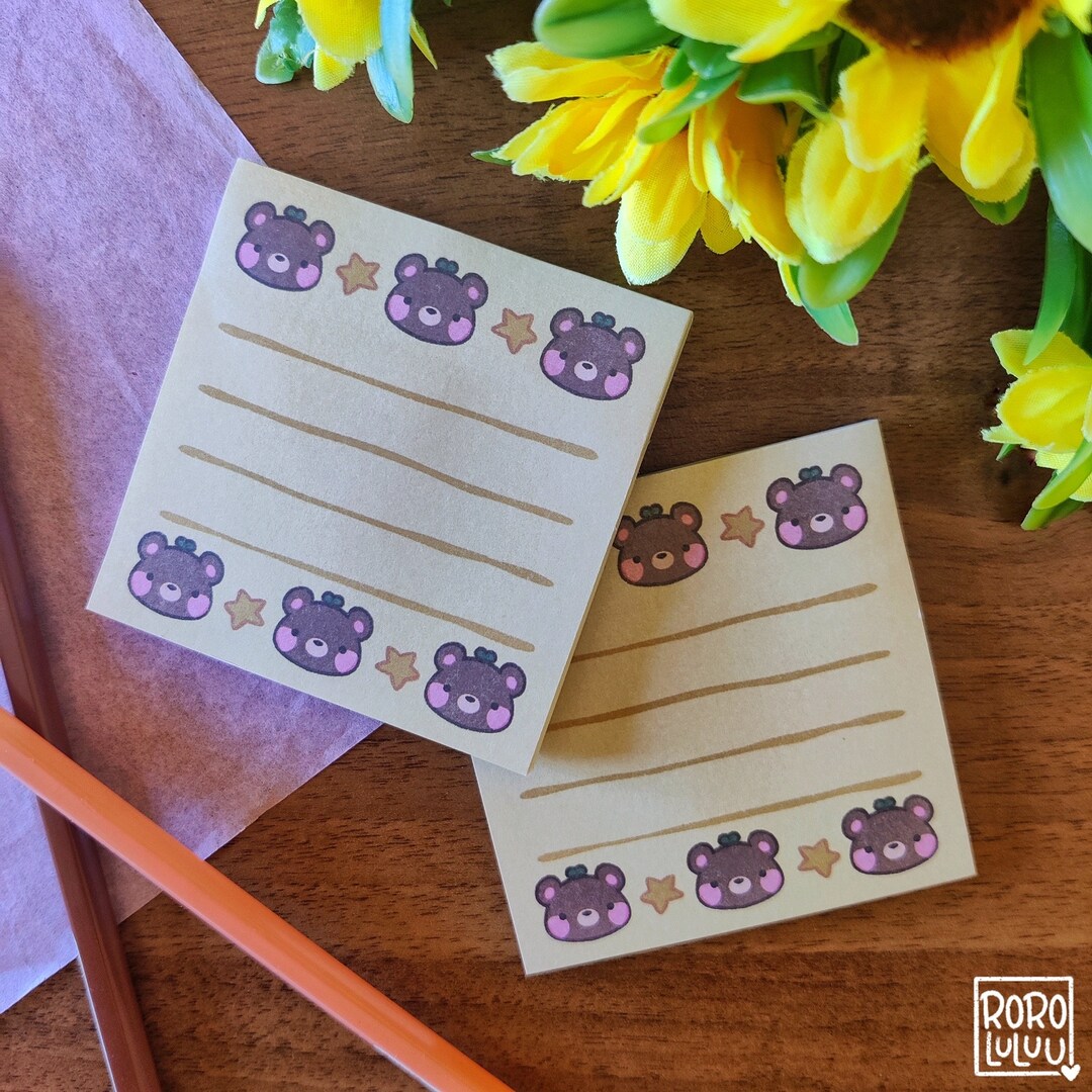 Bobo the Bear Sticky Notes // Animal Memo Pads, Cute Sticky Notes for ...