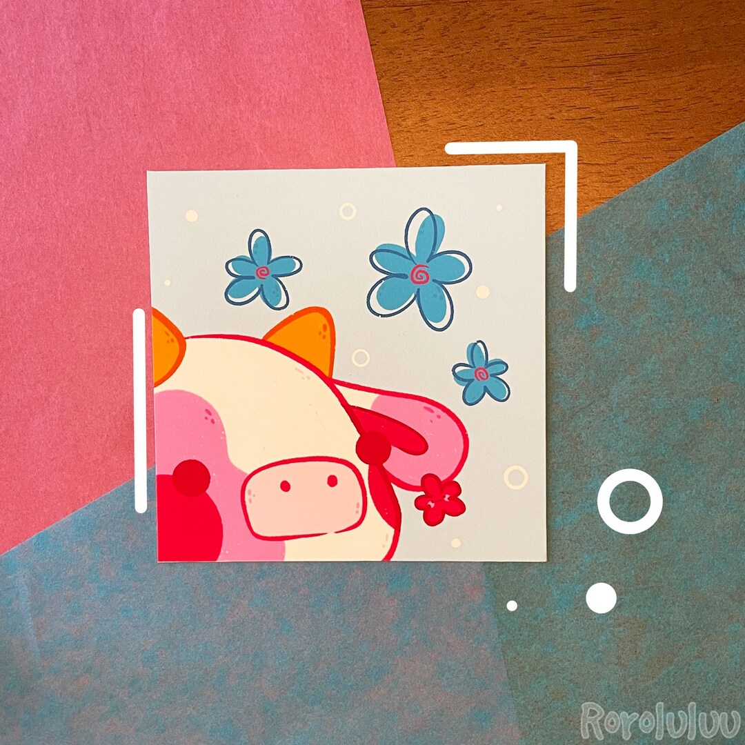 Pink Cow Mini Print // Animal Art Prints // Cute Prints for Gifts ...