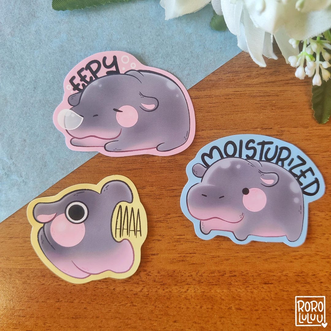Moo Deng Sticker, Cute Hippo Sticker, Meme Sticker, Kawaii Sticker ...