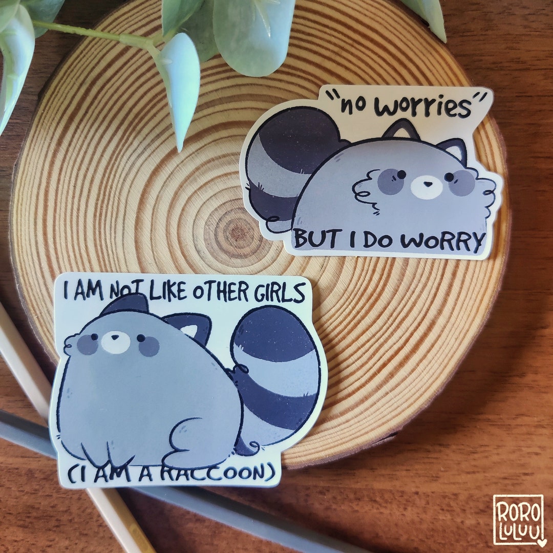 Pizza Raccoon Sticker Set, Cute Raccoon Sticker, Meme Sticker, Kawaii ...