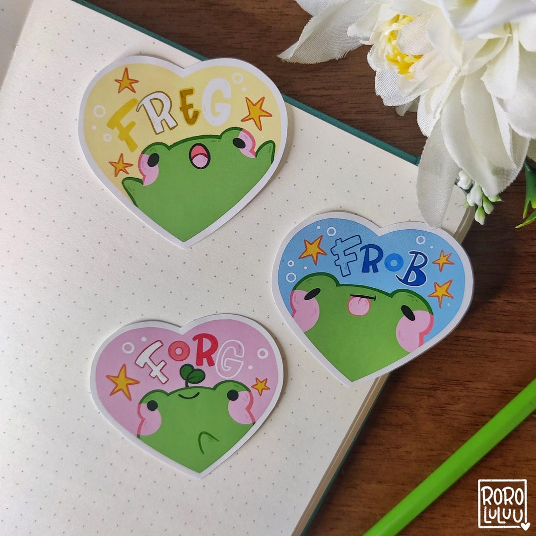 Forg Freg Frob Frog Sticker Set, Cute Chibi Sticker, Meme Sticker ...