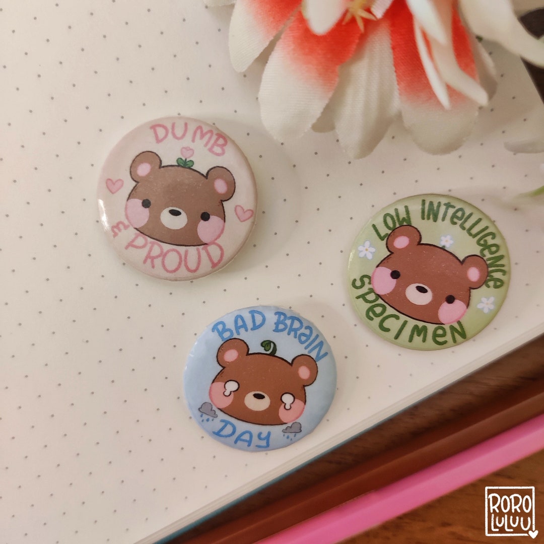 Bobo the Bear Button Pins // Cute Pin, Animal Pin, Bear Badge, Regali ...