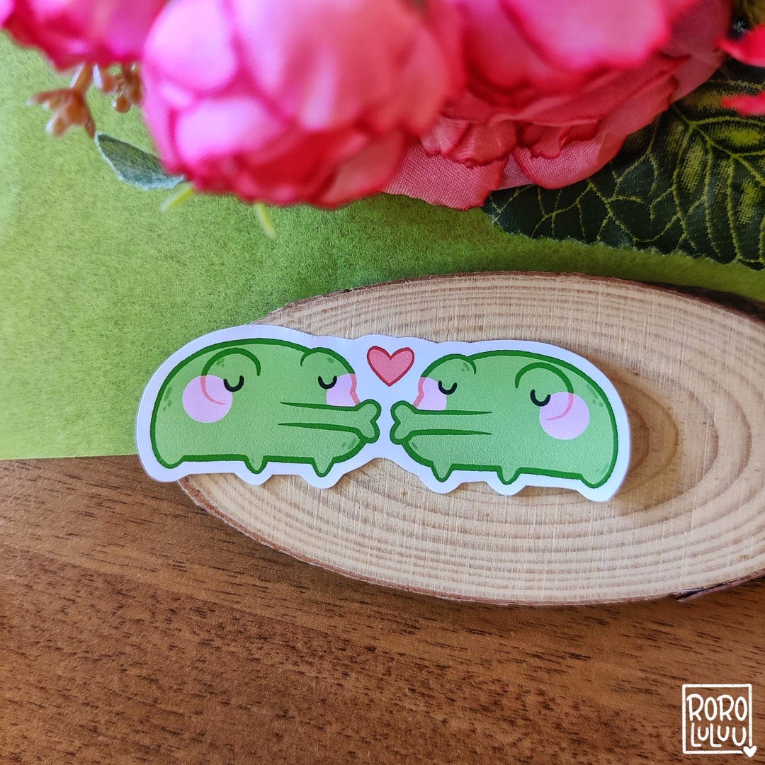 Smooching Frogs Sticker, Cute Chibi Sticker, Meme Sticker, Kawaii ...