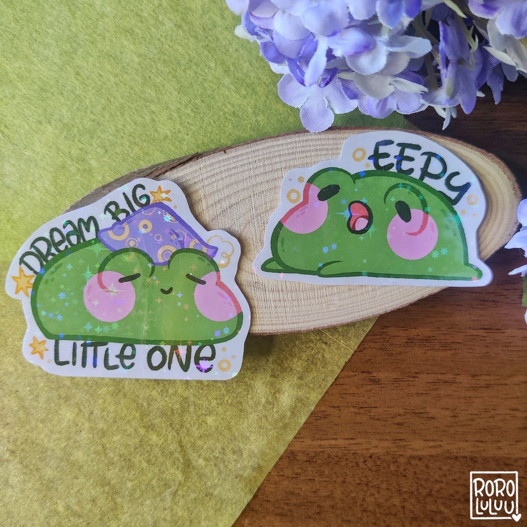 Sleepy Frogs Holo Sticker, Cute Holographic Sticker, Meme Sticker ...