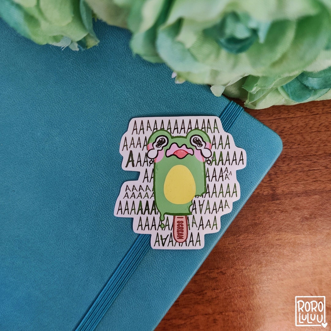 I Scream Ice Cream Frog Sticker, Cute Frog Sticker, Meme Sticker ...