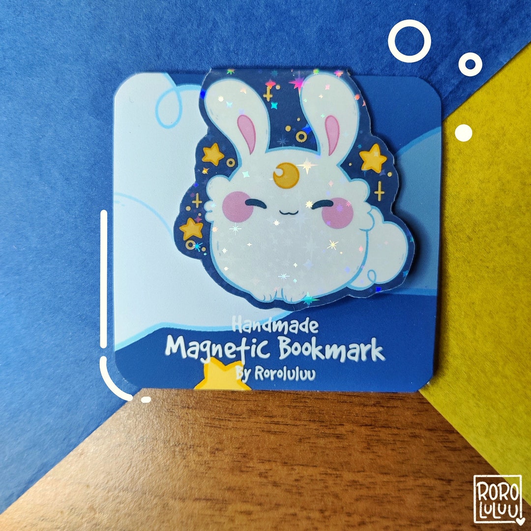 Moon Bunny Magnetic Bookmarks // Cute Rabbit Bookmark,holographic ...