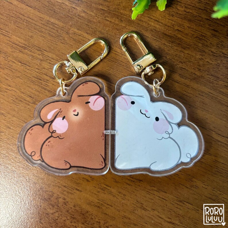 Bunny Matching Keychain, Cute Acrylic Keychain, Dove Keychain, Cute ...