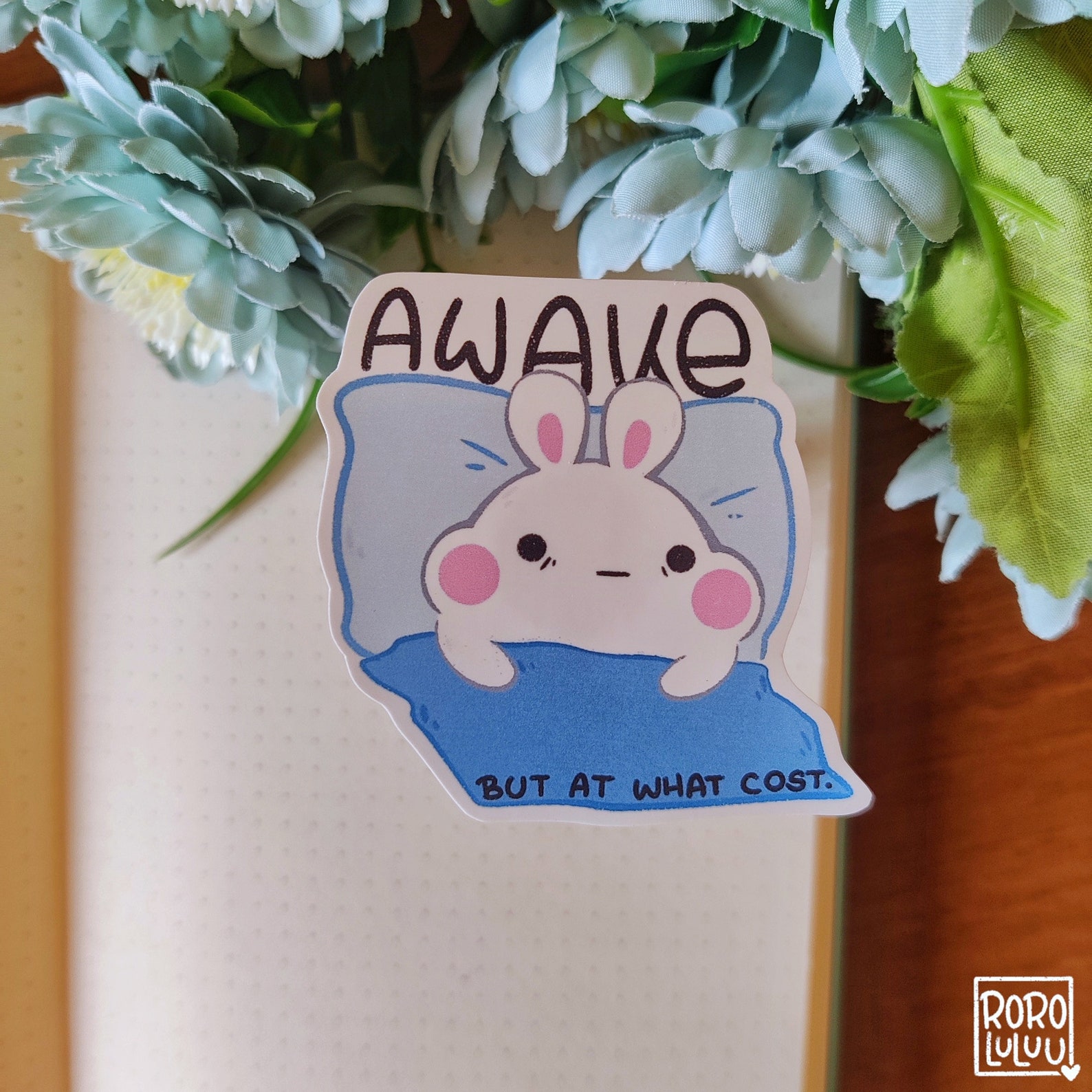 Pizza & Bunny Sleepy Stickers, Cute Bunny and Raccoon Sticker, Meme ...