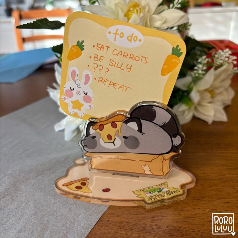 Pizza the Raccoon Standee, Cute Acrylic Standee, Raccoon Art, Gift ...