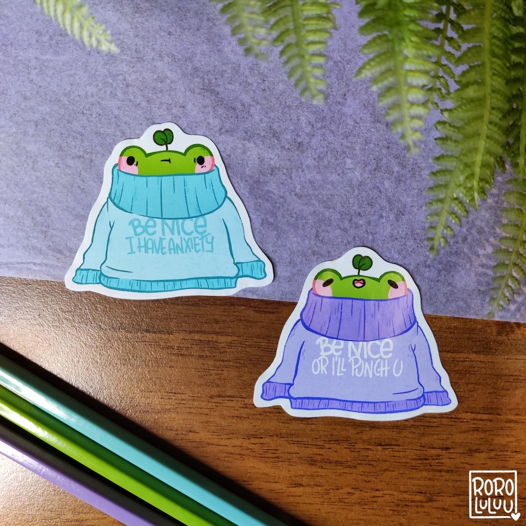 Frogs in Sweather Stickers // Cute Frogs Sticker, Meme Sticker, Kawaii ...