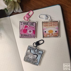 Pizza, Pipa & Duckbear Keychain // Cute Acrylic Keychain, Raccoon ...