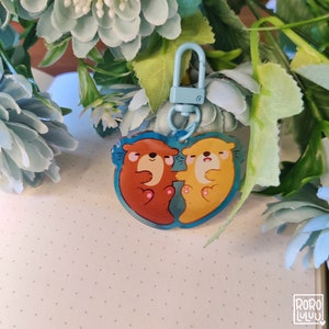 Otters in Love Keychain // Cute Acrylic Keychain, Cow Keychain, Gift ...