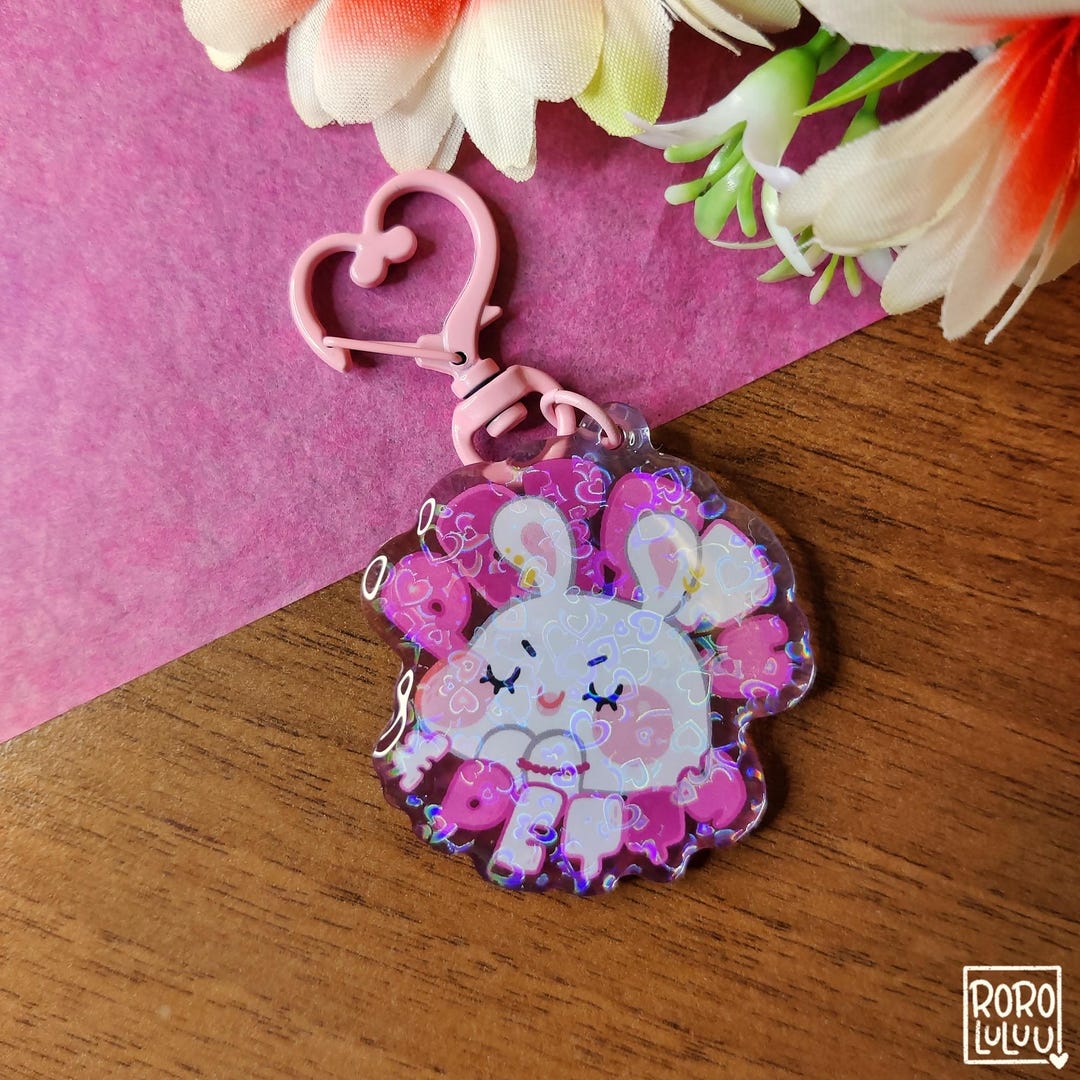Pretty & Petty Bunny Holographic Keychains // Cute Holo Keychain ...