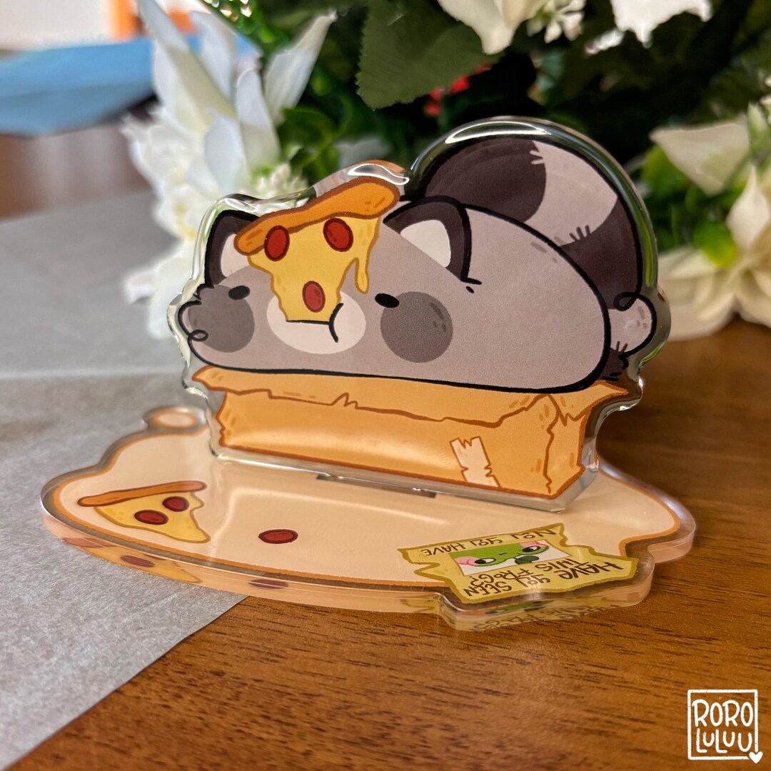 Pizza the Raccoon Standee, Cute Acrylic Standee, Raccoon Art, Gift ...