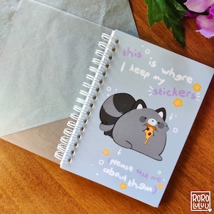 Pizza the Raccoon Stickerbook // Cute Frog Sticker Book , Libro per ...