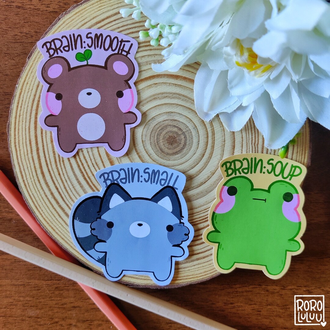 Small Brain Animals Sticker, Cute Frogr Sticker, Meme Sticker, Kawaii ...