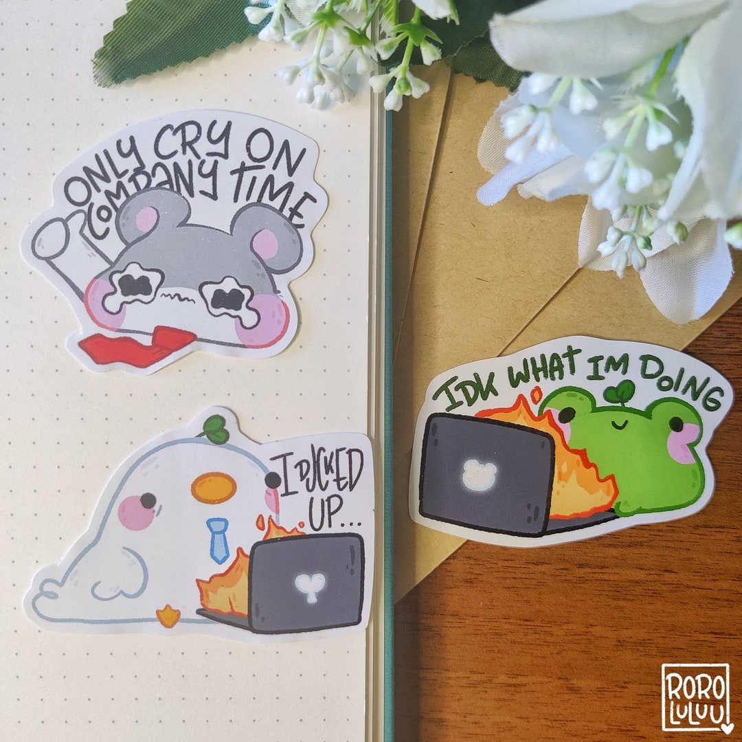 Working Buddies Sticker, Cute Animals Sticker, Meme Sticker, Kawaii ...
