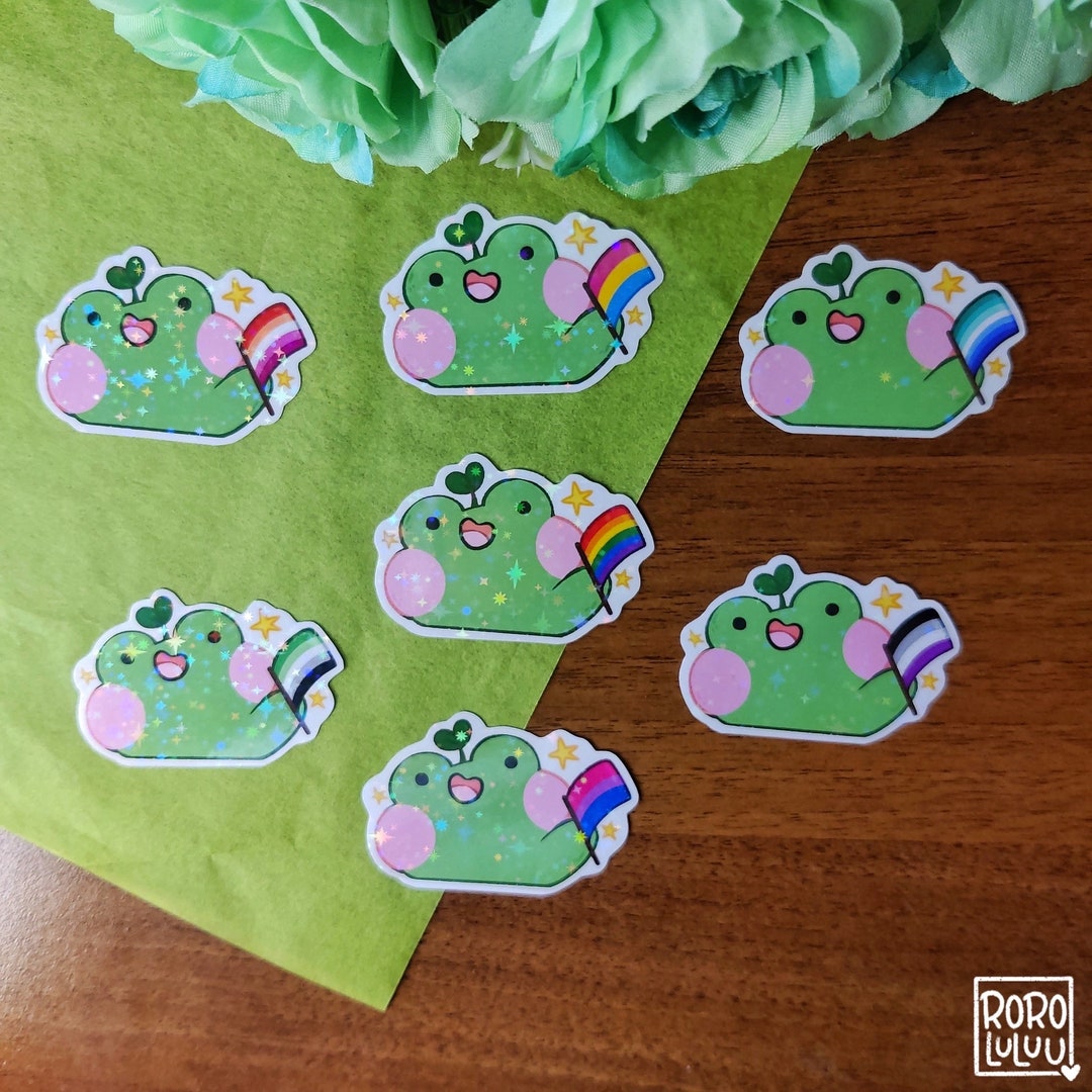 Pride Frogs Holographic Stickers, Cute Frog Sticker, Meme Sticker ...