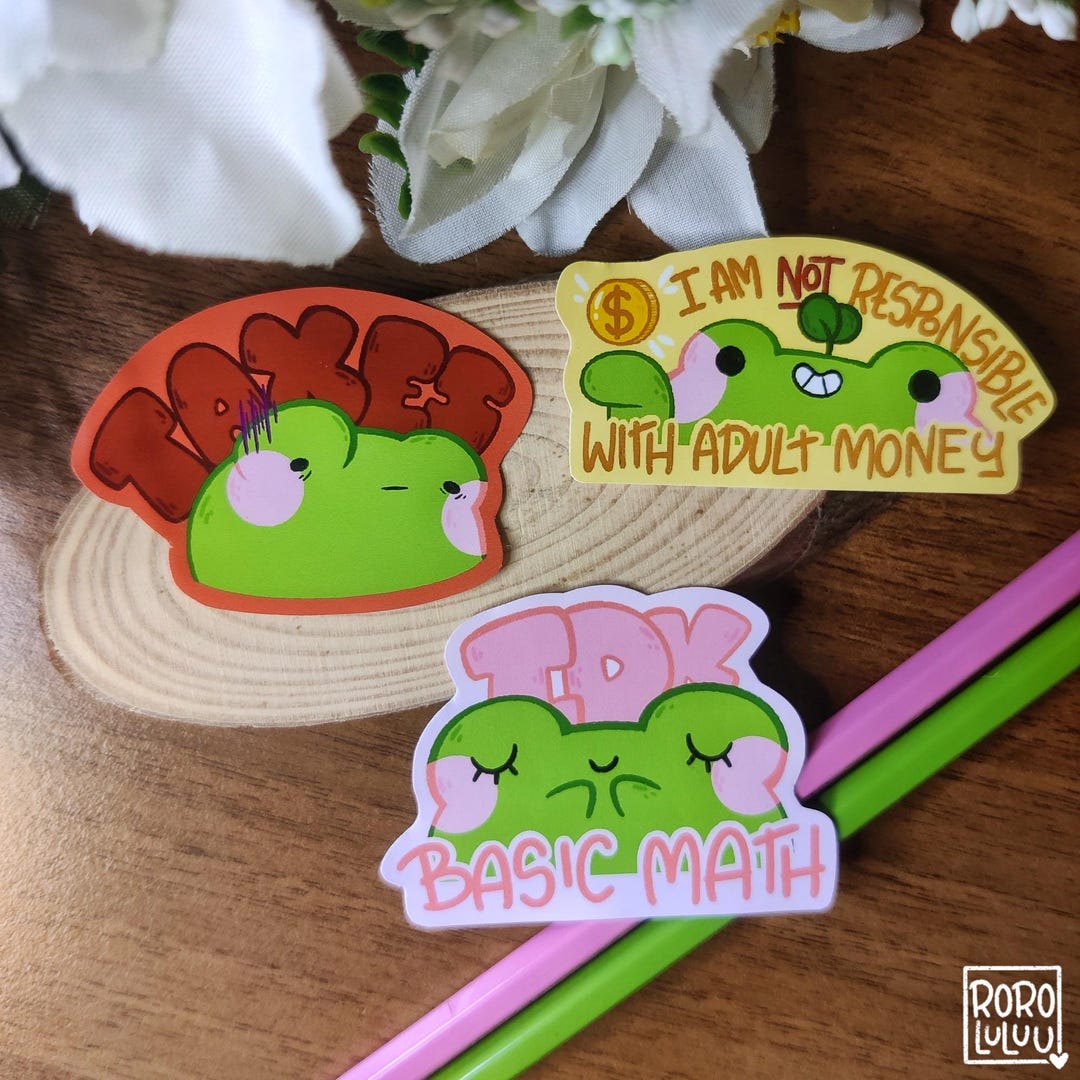 Money Frog Sticker Set, Cute Frog Sticker, Meme Sticker, Kawaii Sticker ...